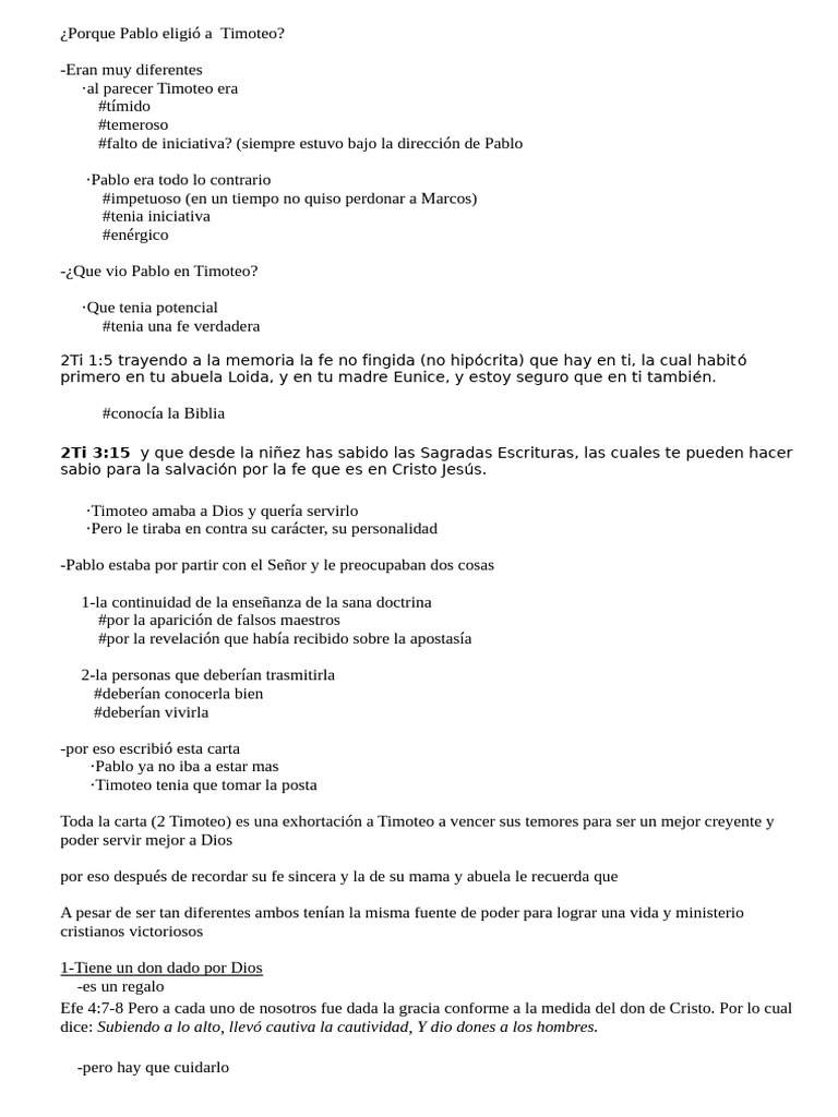 Poder, Amor y Dominio Propio en Timoteo | PDF | Fe | Pablo el apóstol