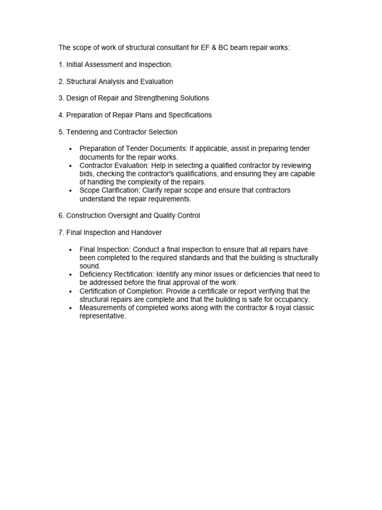Structural Consultant Scope for Beam Repairs | PDF