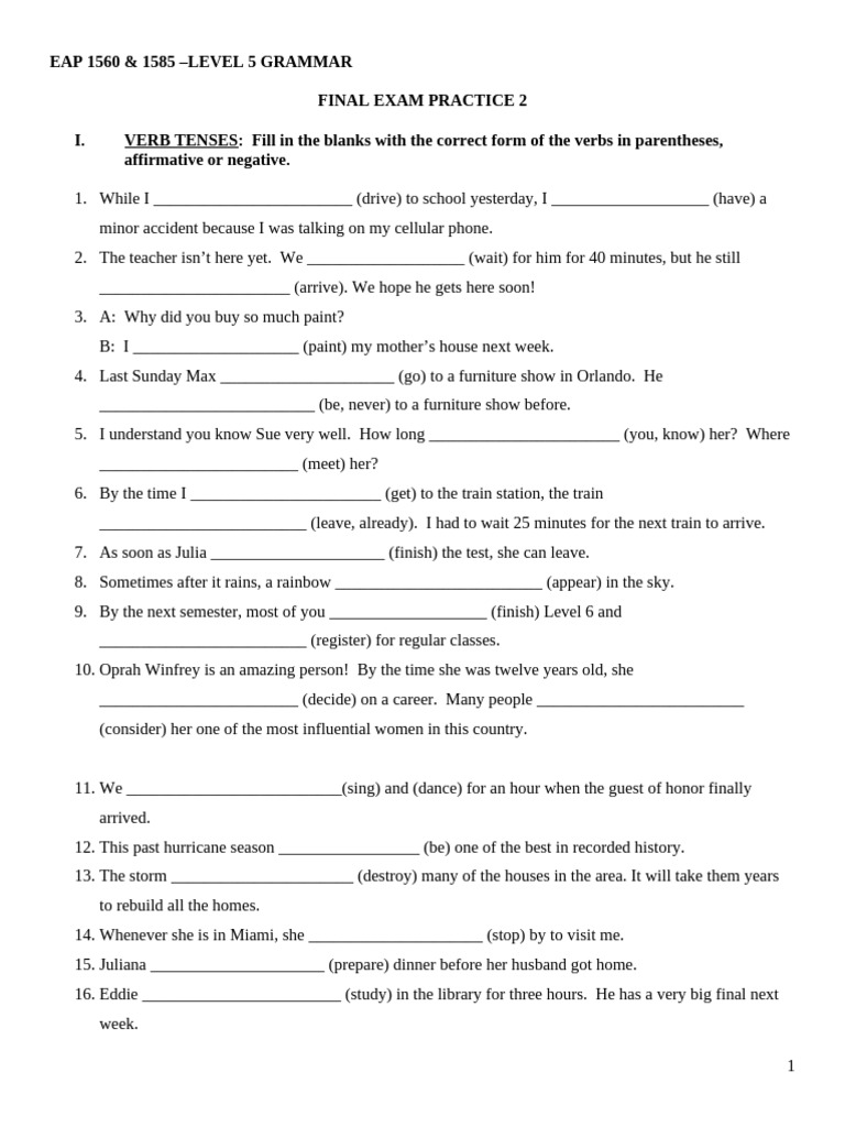 Level 5 Grammar Exam Practice Guide | PDF | Adverb | Syntax