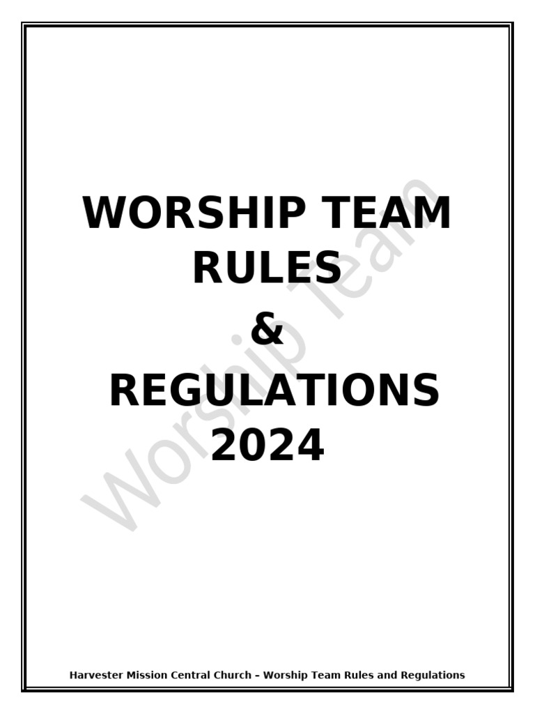 Worship Team Rules and Guidelines 2024 | PDF | Baptism