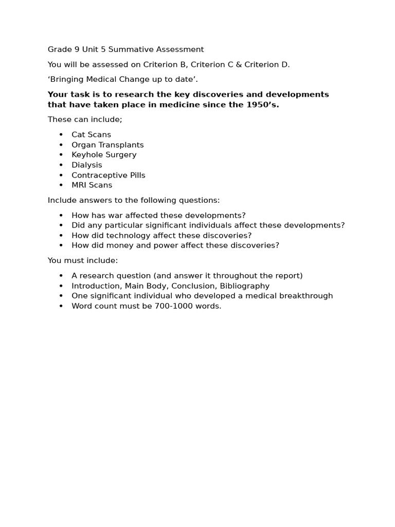 Unit 5 Medical Change Assessment Guide | PDF