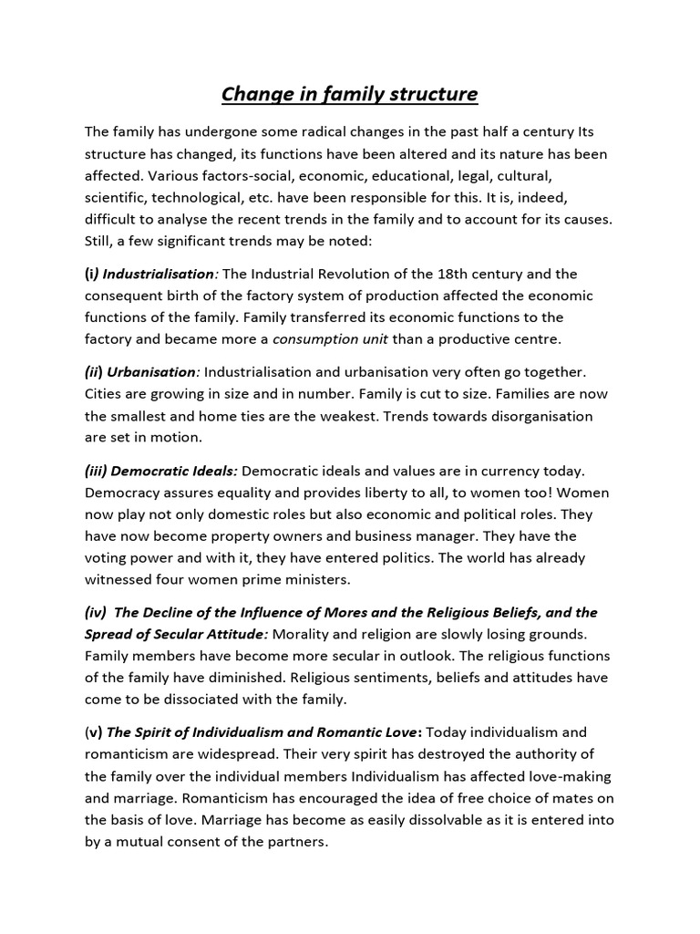 Change in Family Structure | PDF | Divorce | Marriage