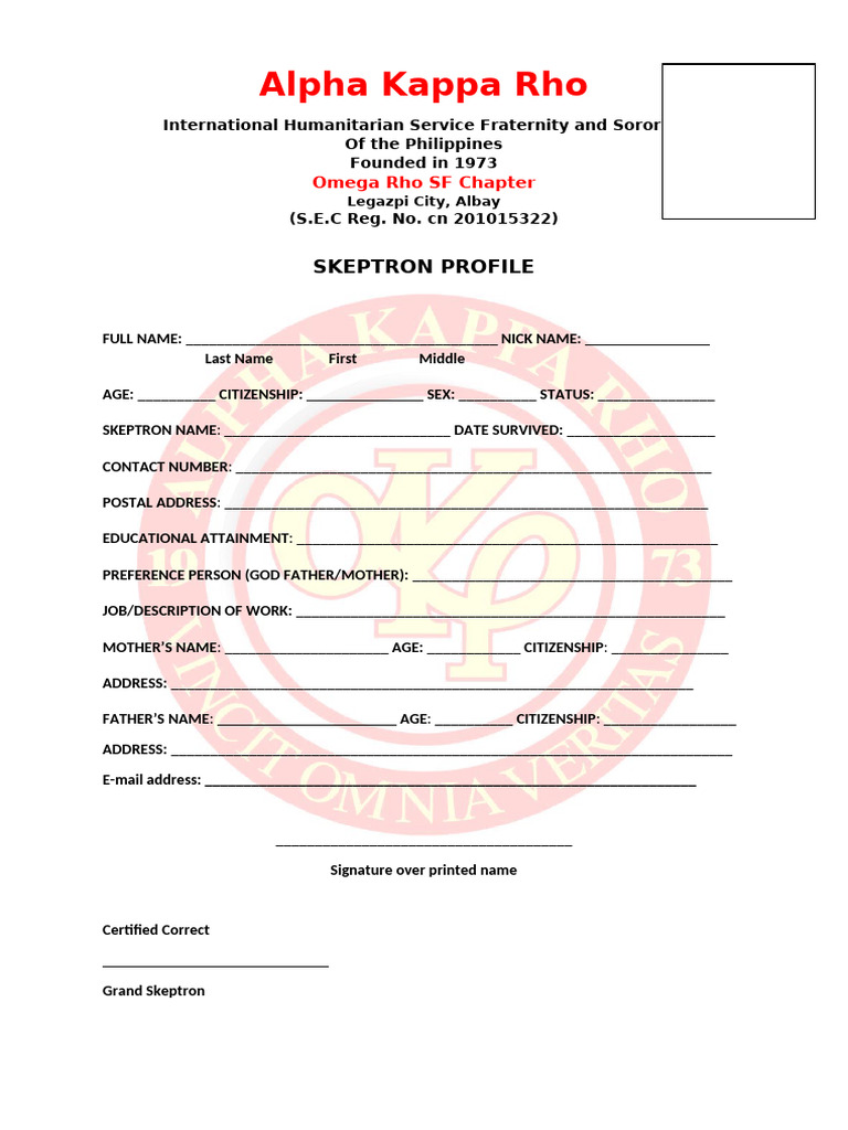 Skeptron Profile Template | PDF | Fraternities And Sororities