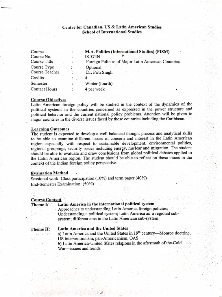 Foreign Policy of Major L. American States | PDF | Latin America | Policy