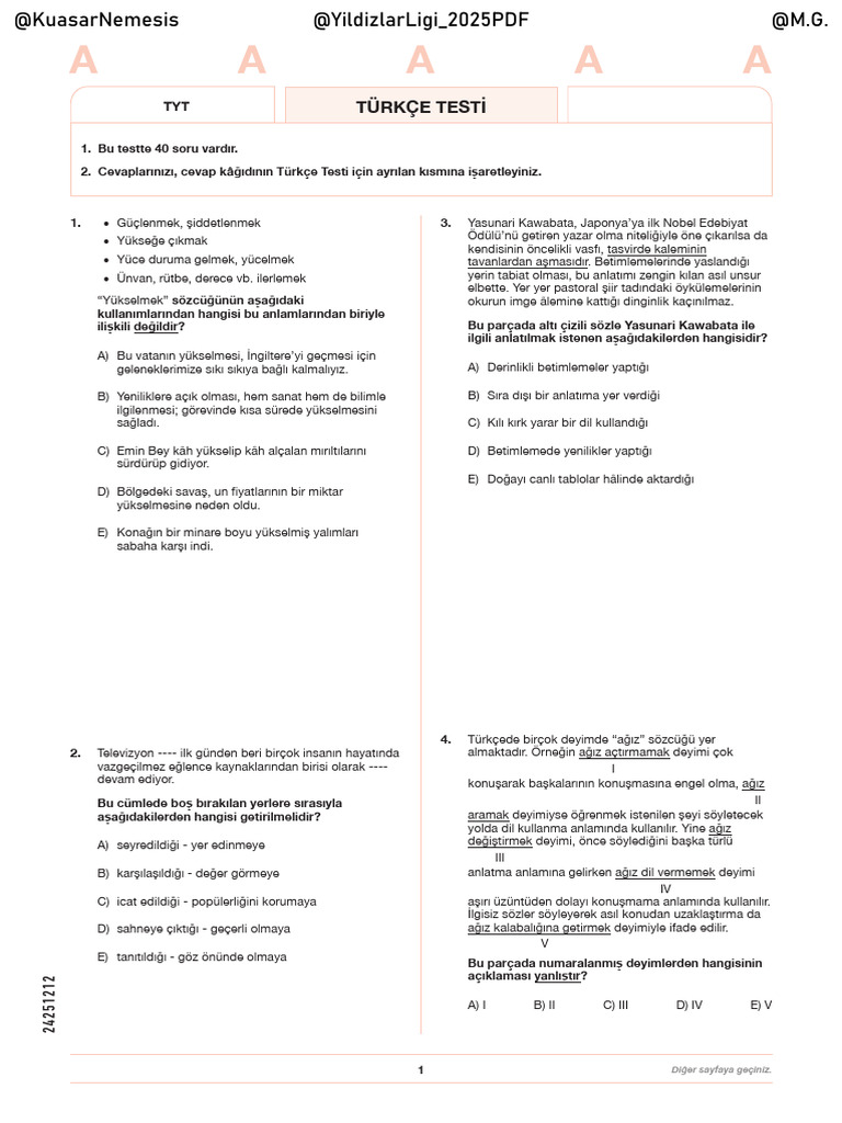 2025 Limit Dublör Serisi TYT-2 @MegatronDenemeKulubu | PDF