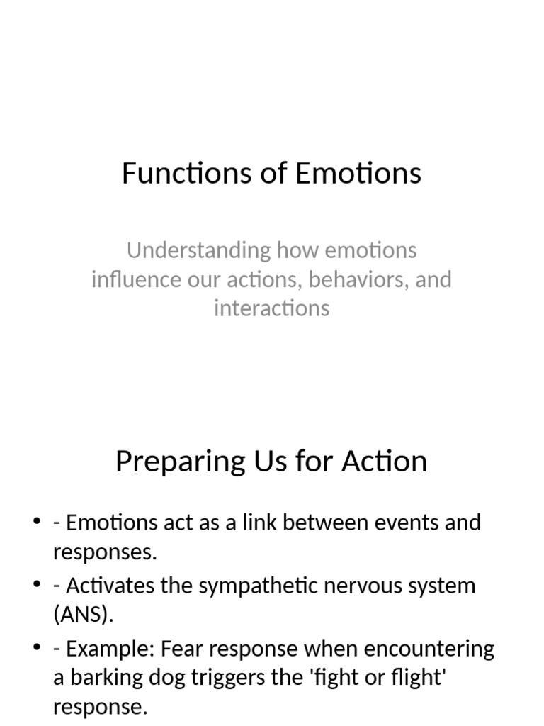 Functions of Emotions Presentation | PDF