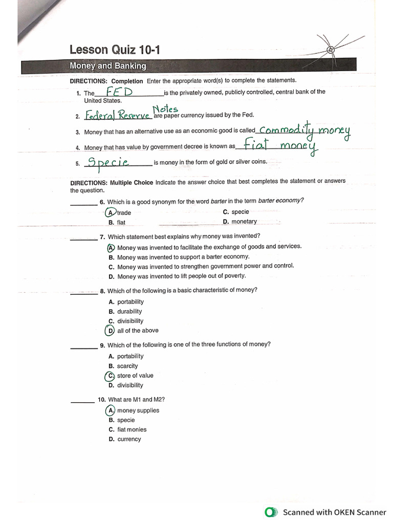 Grade 10 Economics Revision Answerkey | PDF