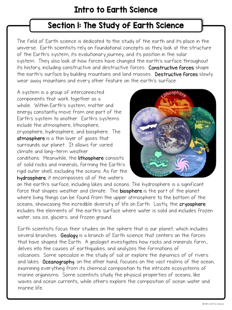 Section-1a-Study-of-Earth-Science | PDF | Earth Sciences | Earth