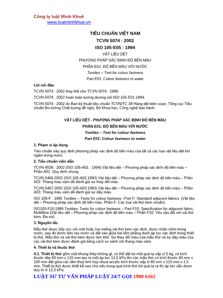 TCVN 50742002 (Iso 105-E011994) | PDF