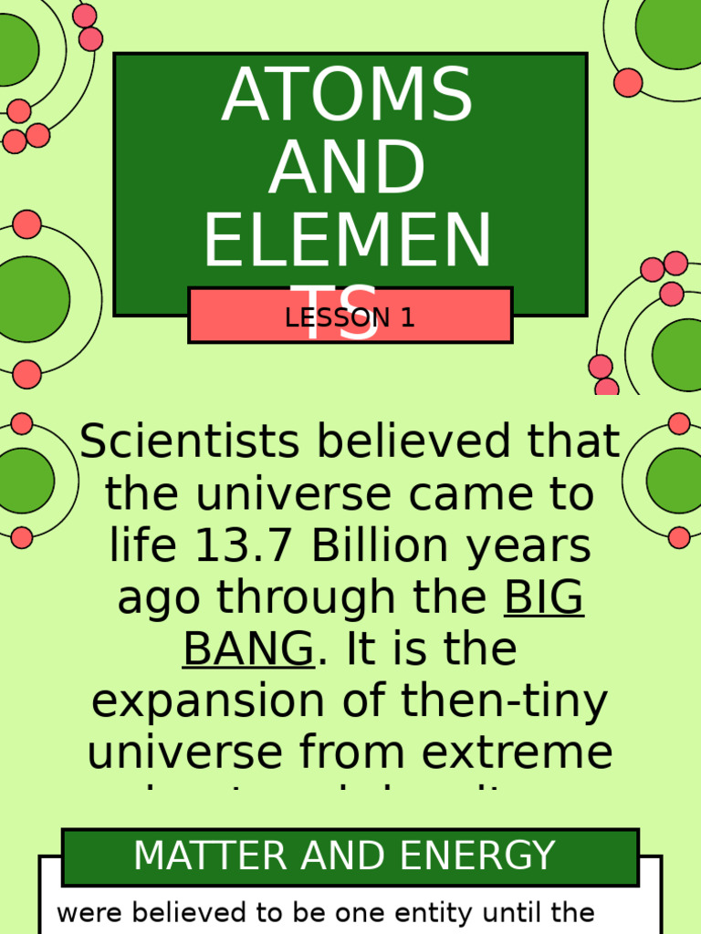 Lesson 1 Atoms and Elements | PDF | Atoms | Chemical Elements