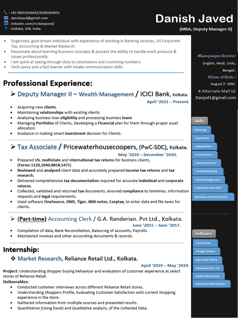Danish Javed Resume MBA Finance | PDF | Business