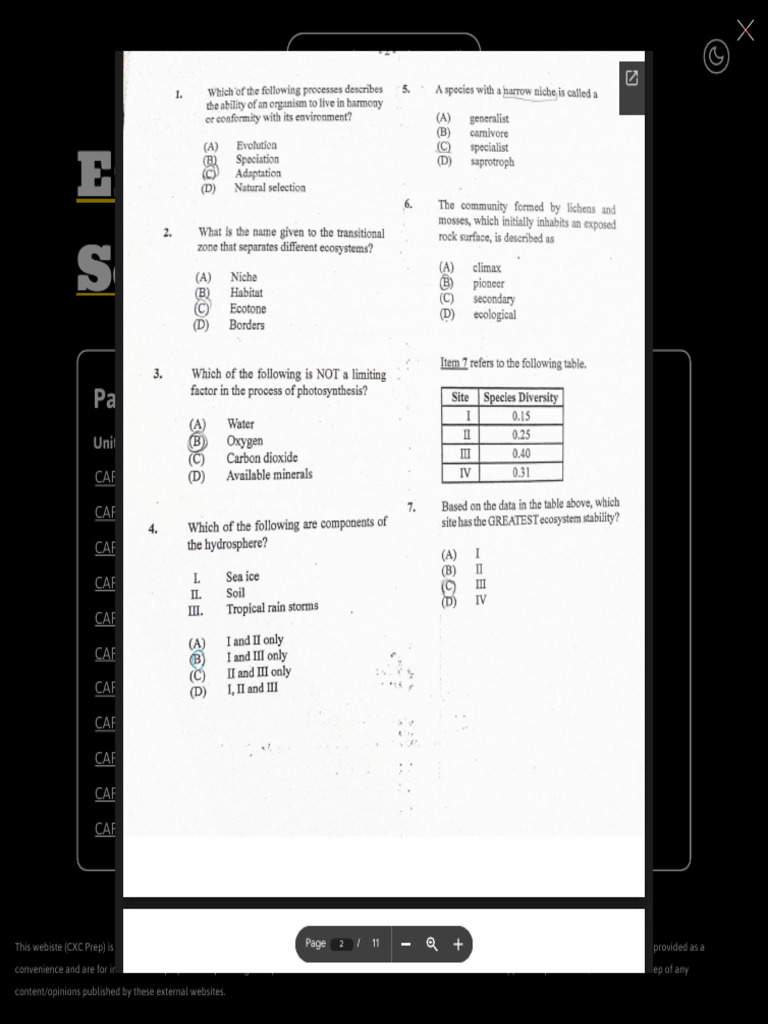 CAPE Environmental Sciences CXC Prep | PDF | Caribbean