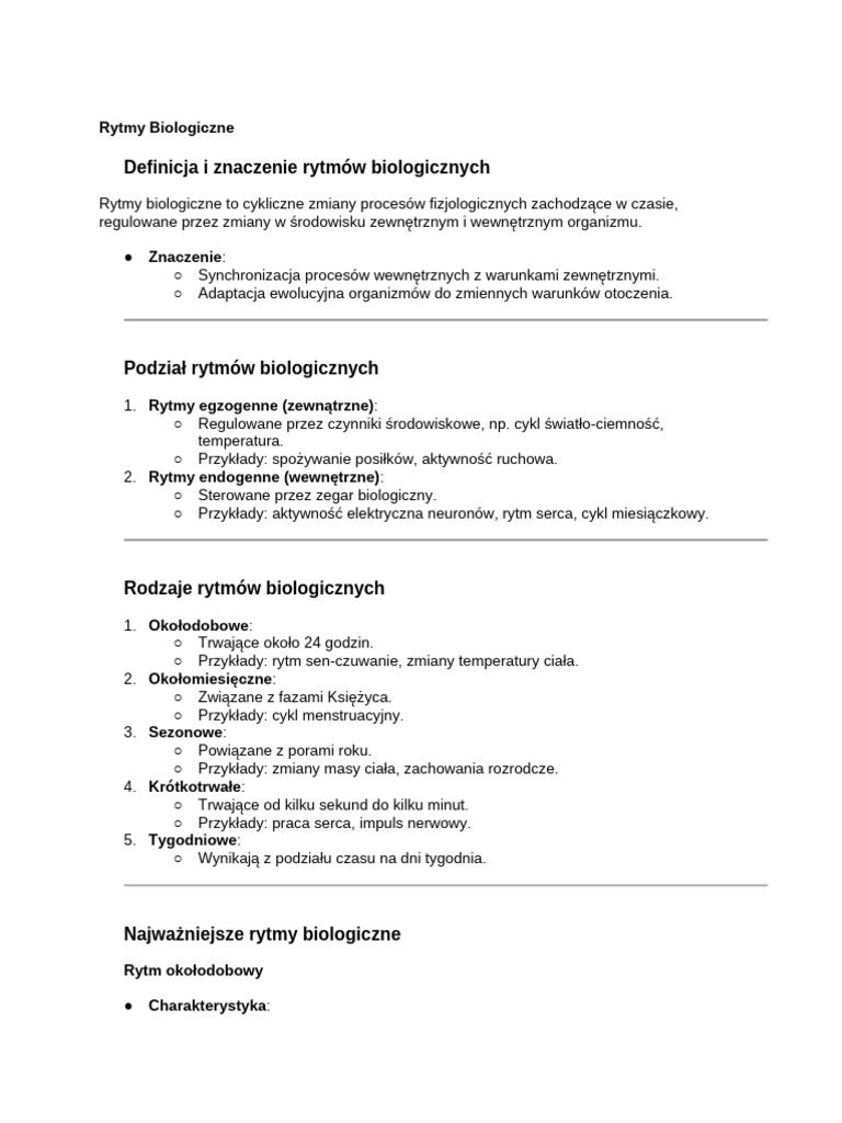 Rytmy Biologiczne | PDF