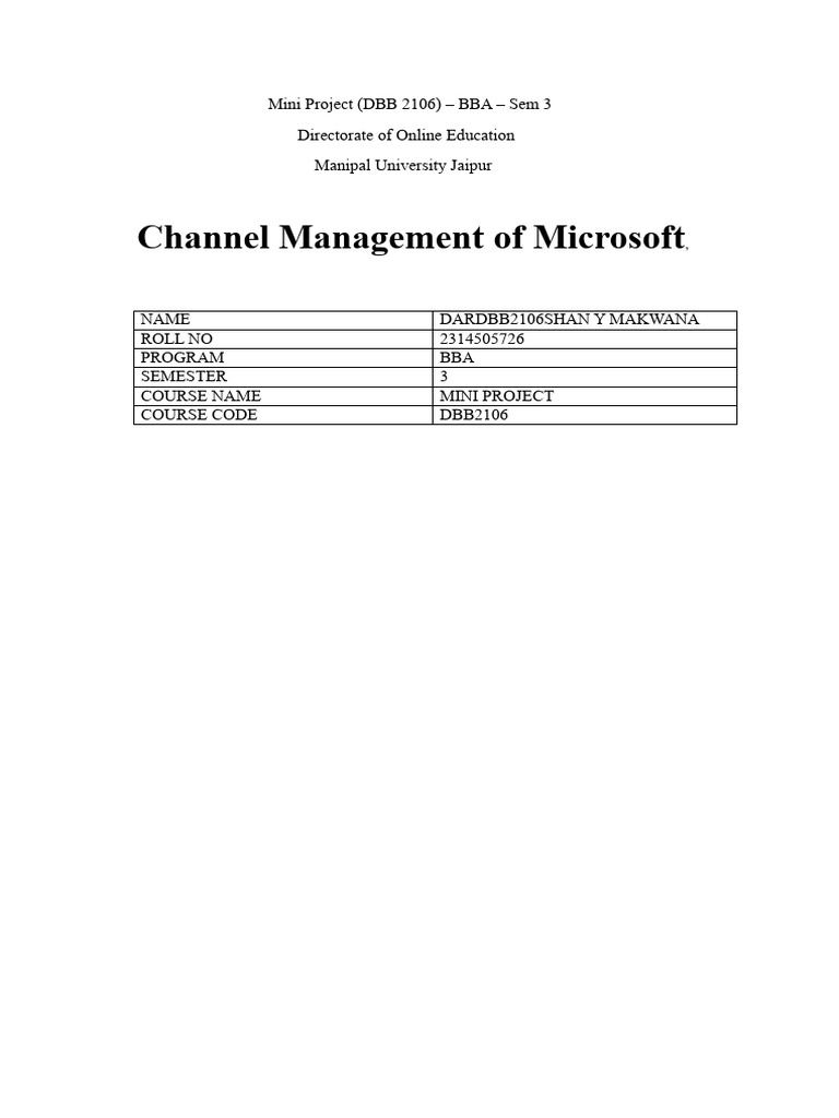 MiniProject 2314505726 Darshan | PDF | Cloud Computing | Microsoft
