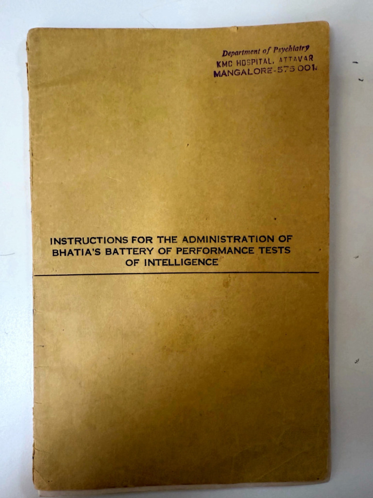 Report on Bhatia's Battery of Performance test | PDF