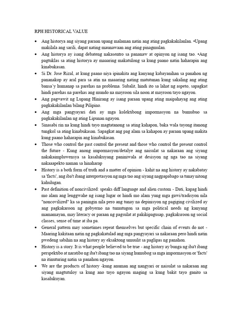 RPH Historical Value | PDF