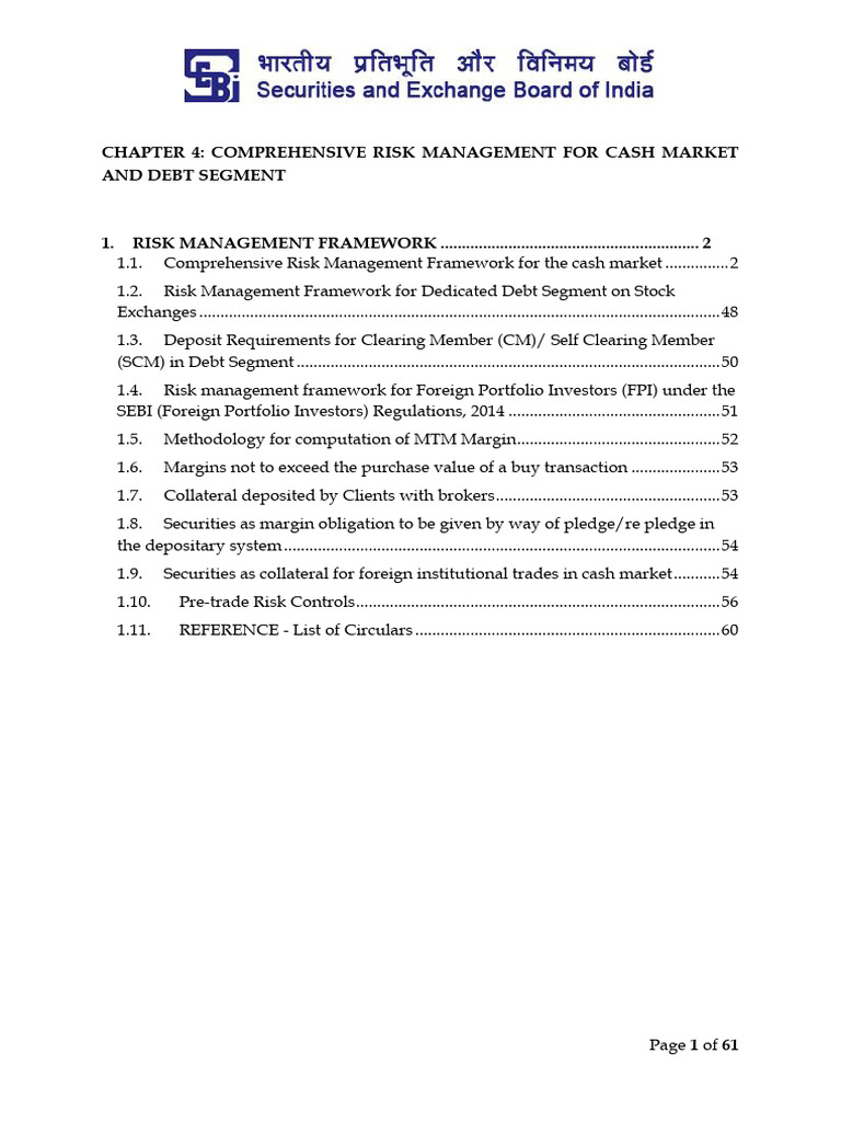 Chapter-4-Comprehensive Risk Management For Cash P | PDF | Margin (Finance) | Market Liquidity