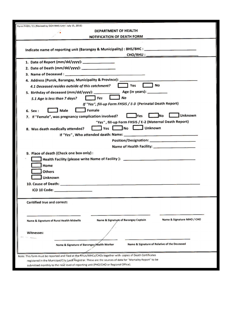 Death Form | PDF