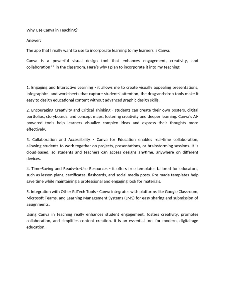 Why Use Canva in Teaching | PDF