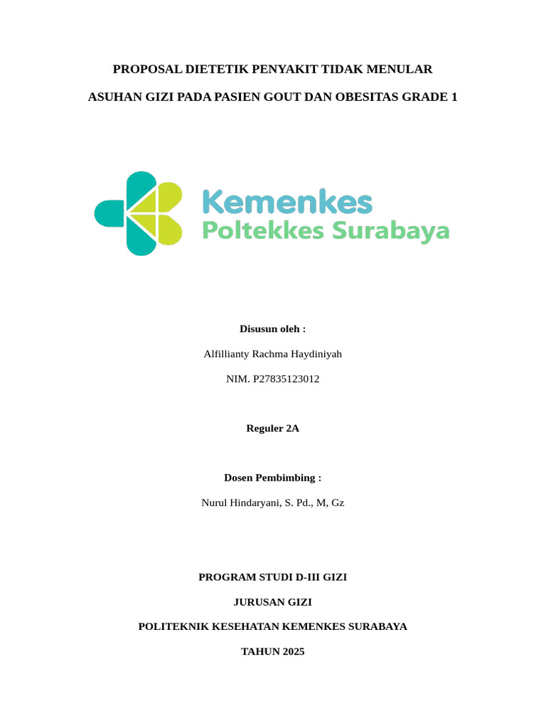 Asuhan Gizi untuk Obesitas Grade 1 | PDF