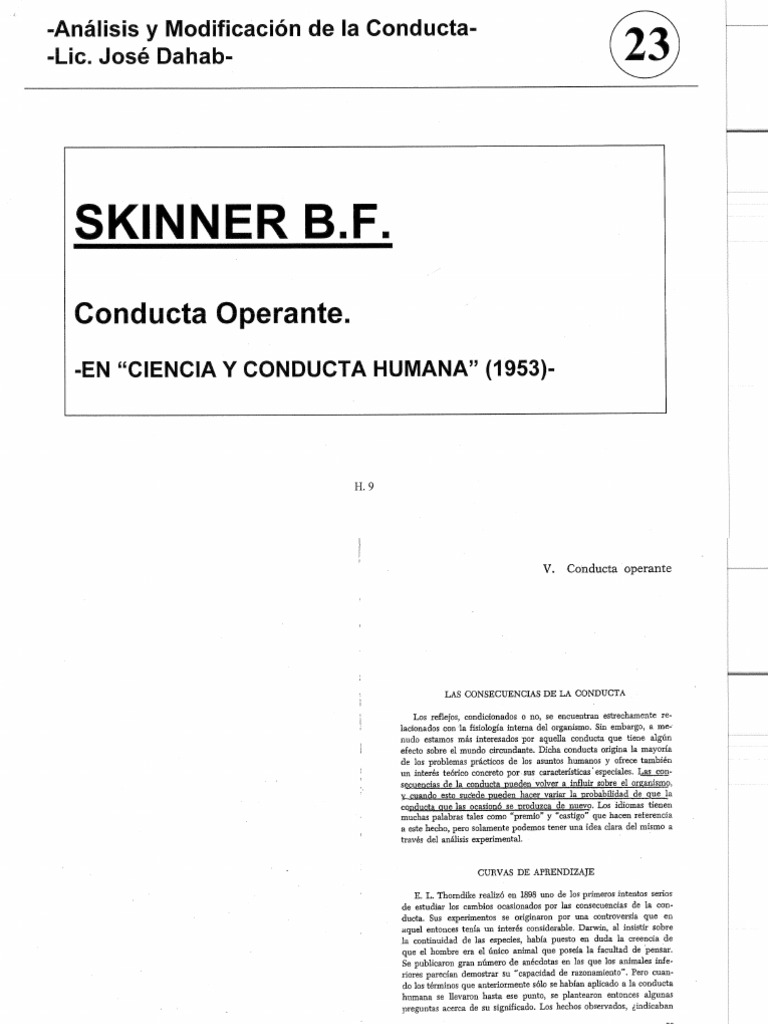 Conducta Operante (Skinner) | PDF