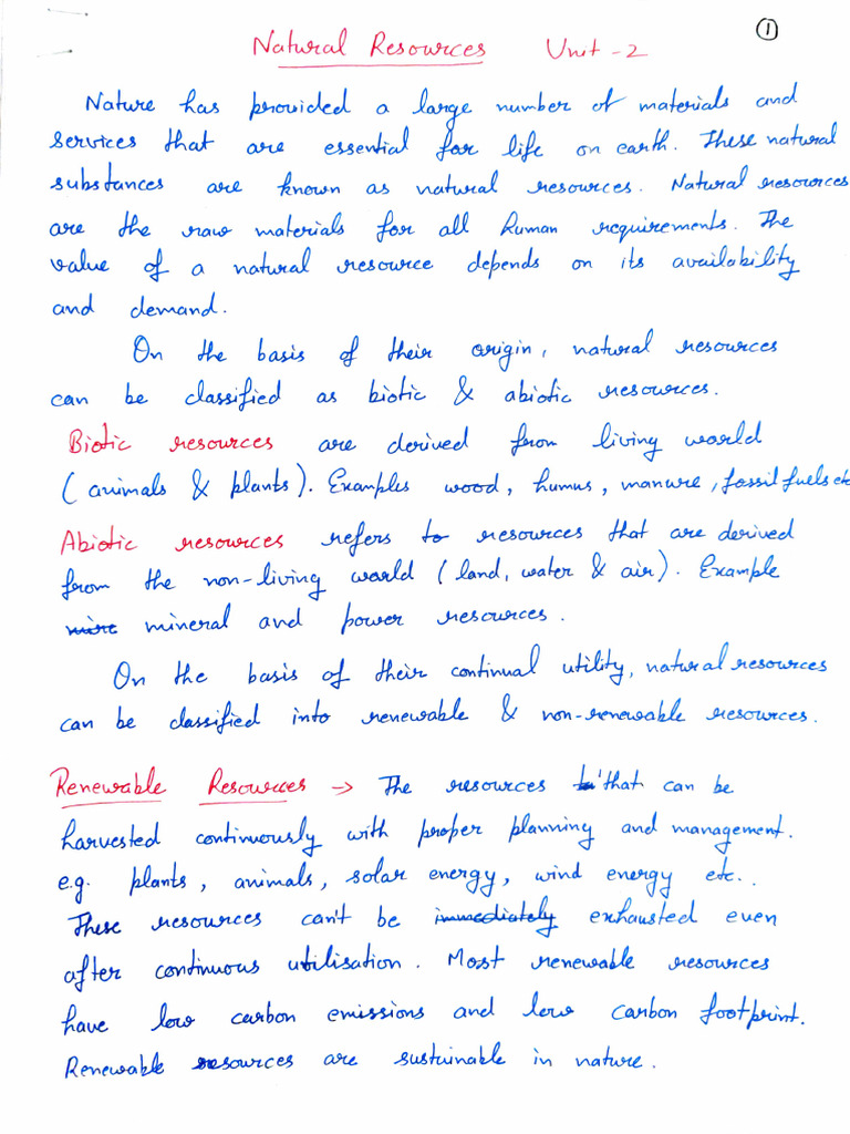 Unit 2 Natural Resources | PDF
