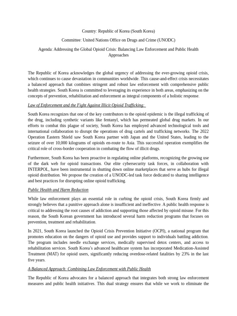ROK Position Paper OOWMUN Final | PDF | Illegal Drug Trade | Drug ...