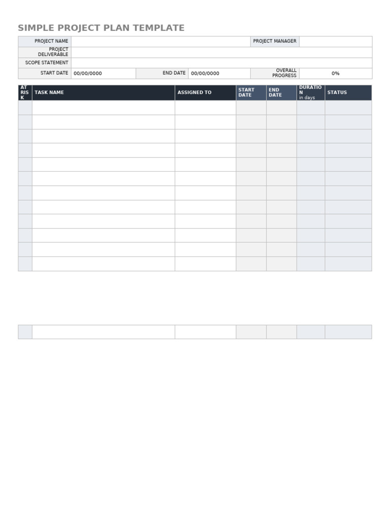 Simple Project Plan Template | PDF