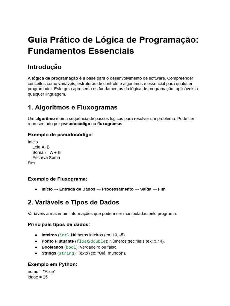 Fundamentos da Lógica de Programação | PDF