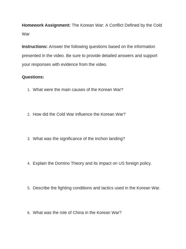 Homework Assignment | PDF | Korean War | Cold War