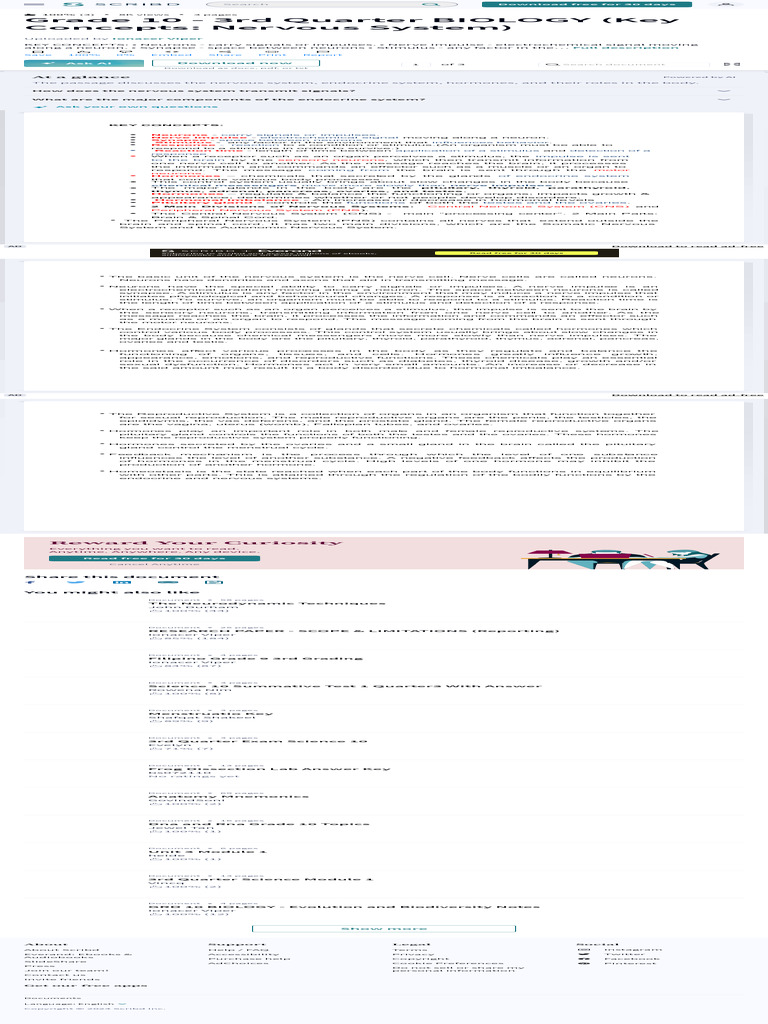 Nervous and Endocrine System Overview | PDF | Nervous System | Stimulus ...