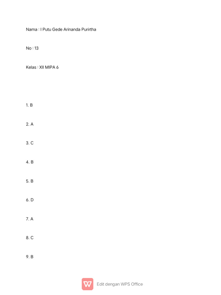 I Putu Gede Arinanda Puriartha 13 XII MIPA 6 | PDF