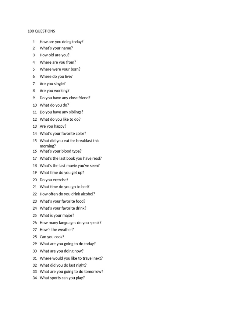 100 Engaging Questions to Ask | PDF