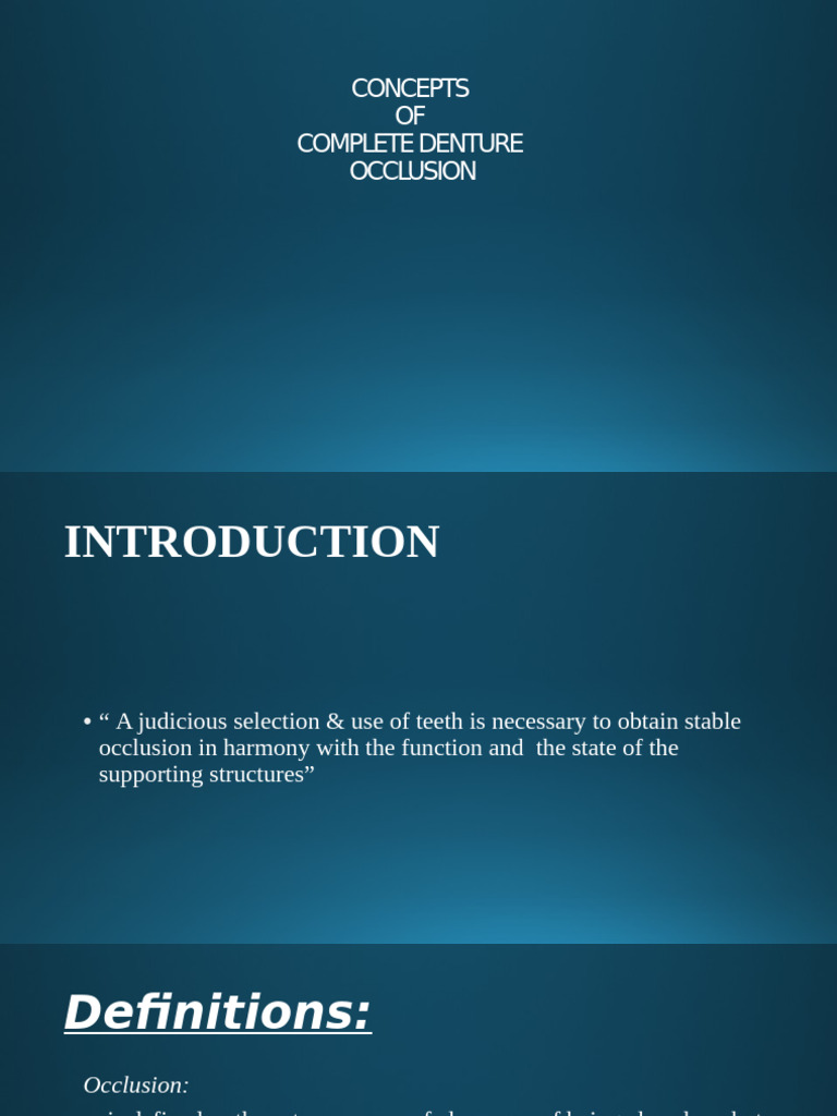 Concepts of Complete Denture Occlusion | PDF | Dentures | Tooth