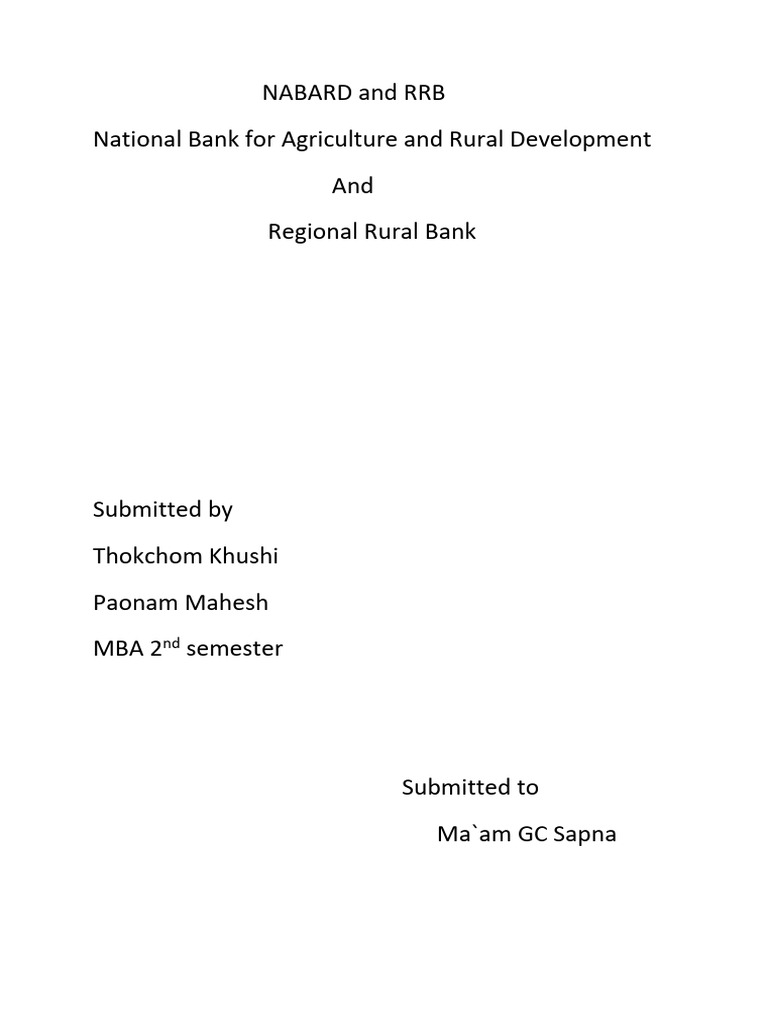 NABARD and RRB: Empowering Rural Finance | PDF | Small And Medium Sized ...
