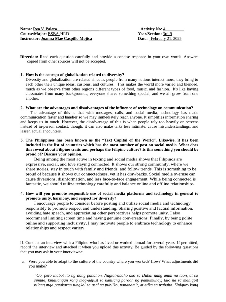 REA VITUALLA PALERO - GE1-Activity4 | PDF | Communication | Human Communication