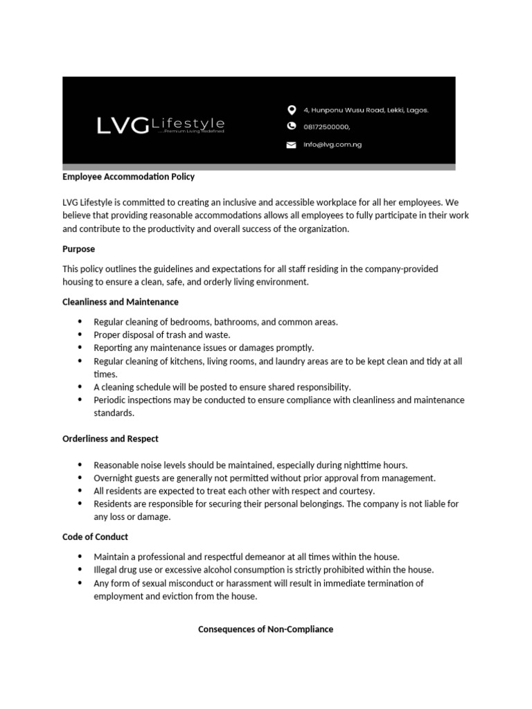 Employee Accommodation Guidelines | PDF | Social Policy | Social Ethics