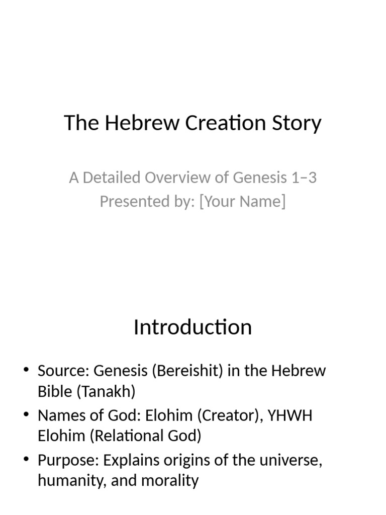 Hebrew Creation Story Detailed Presentation | PDF | Genesis Creation ...