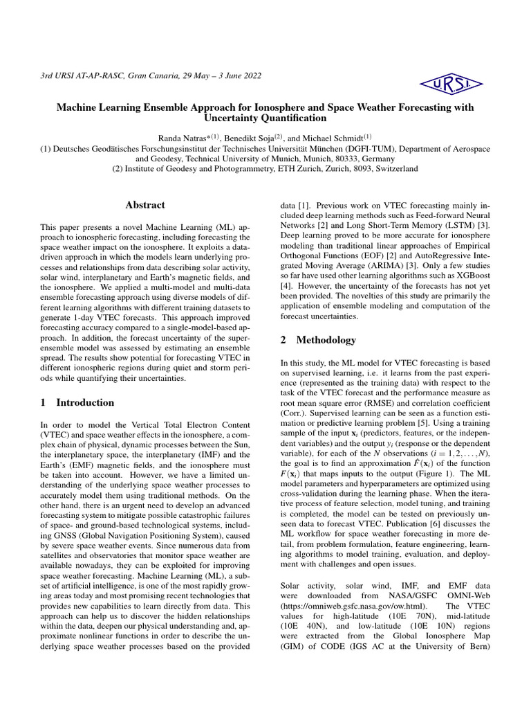 Machine Learning Ensemble Approach For Ionosphere and Space Weather Forecasting With Uncertainty ...