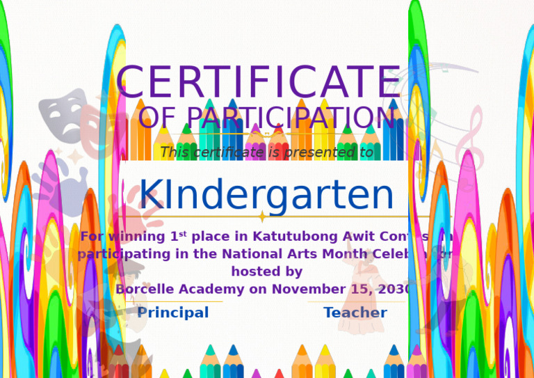 Colorful Vibrant Abstract Illustrated Art Participation Certificate | PDF