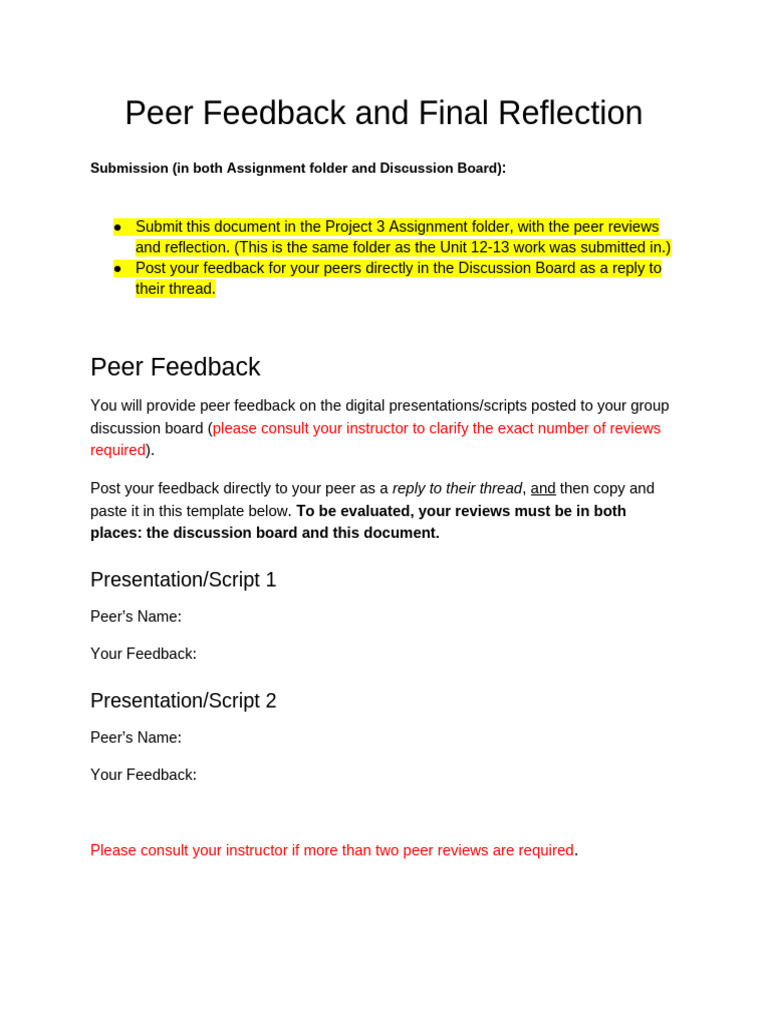 Peer Feedback and Reflection Guide | PDF