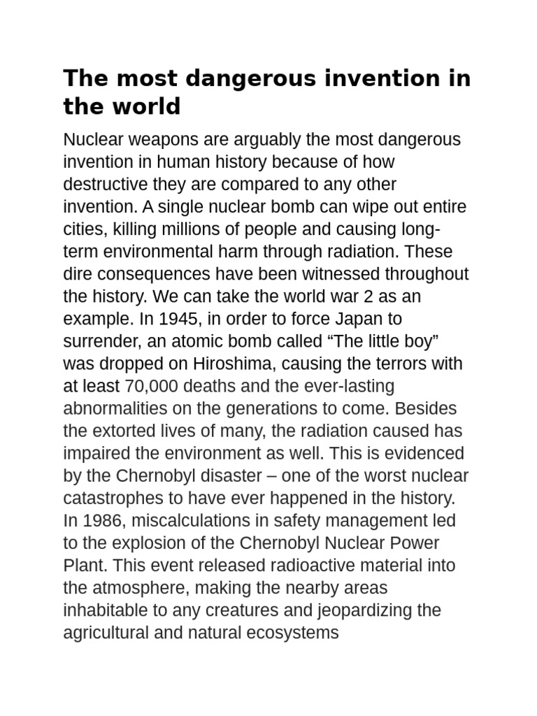 The Most Dangerous Invention in The World | PDF | Cost Of Living ...