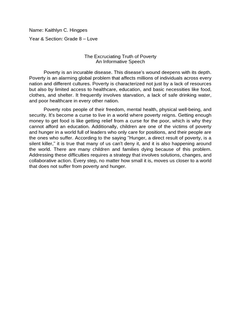 Poverty Speech | PDF