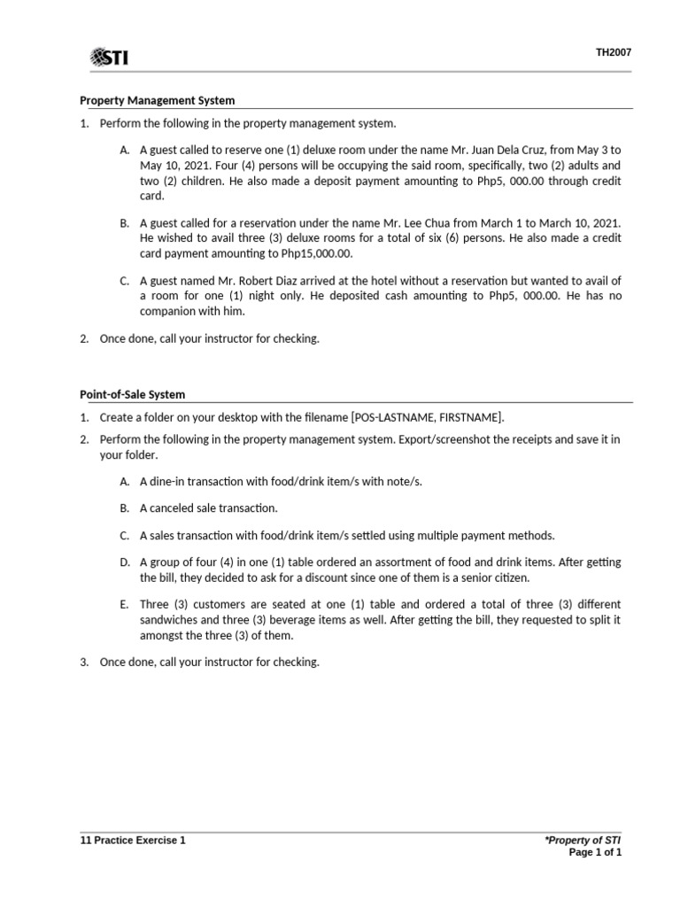 11 Practice Exercise 1 | PDF