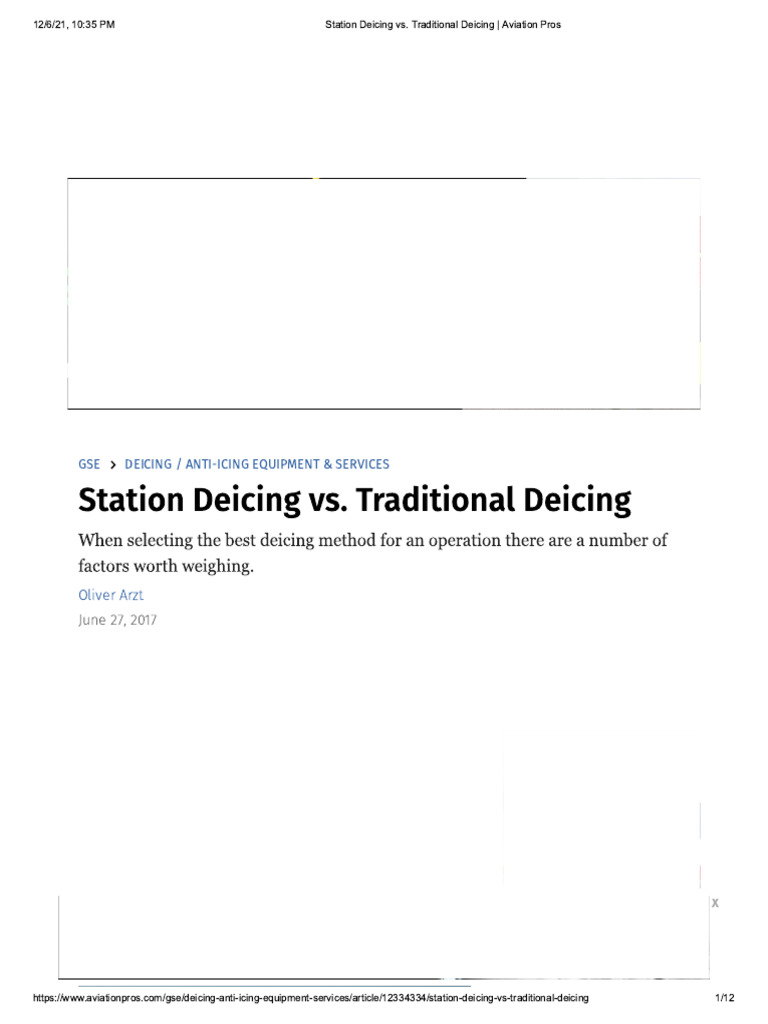 Station Deicing vs Traditional Deicing | PDF