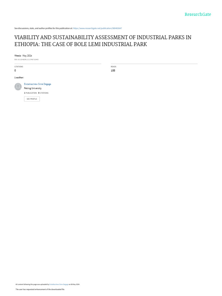 Ethiopian Industrial Parks Study | PDF | Sustainability | Ethiopia