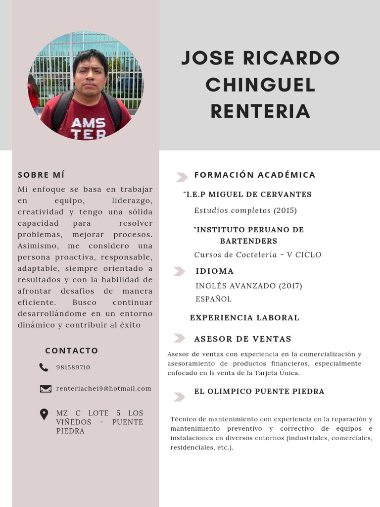 CV JOSE RICARDO CHINGUEL RENTERIA | PDF