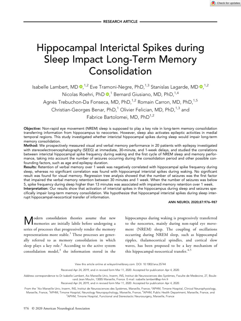 Annals of Neurology - 2020 - Lambert - Hippocampal Interictal Spikes ...
