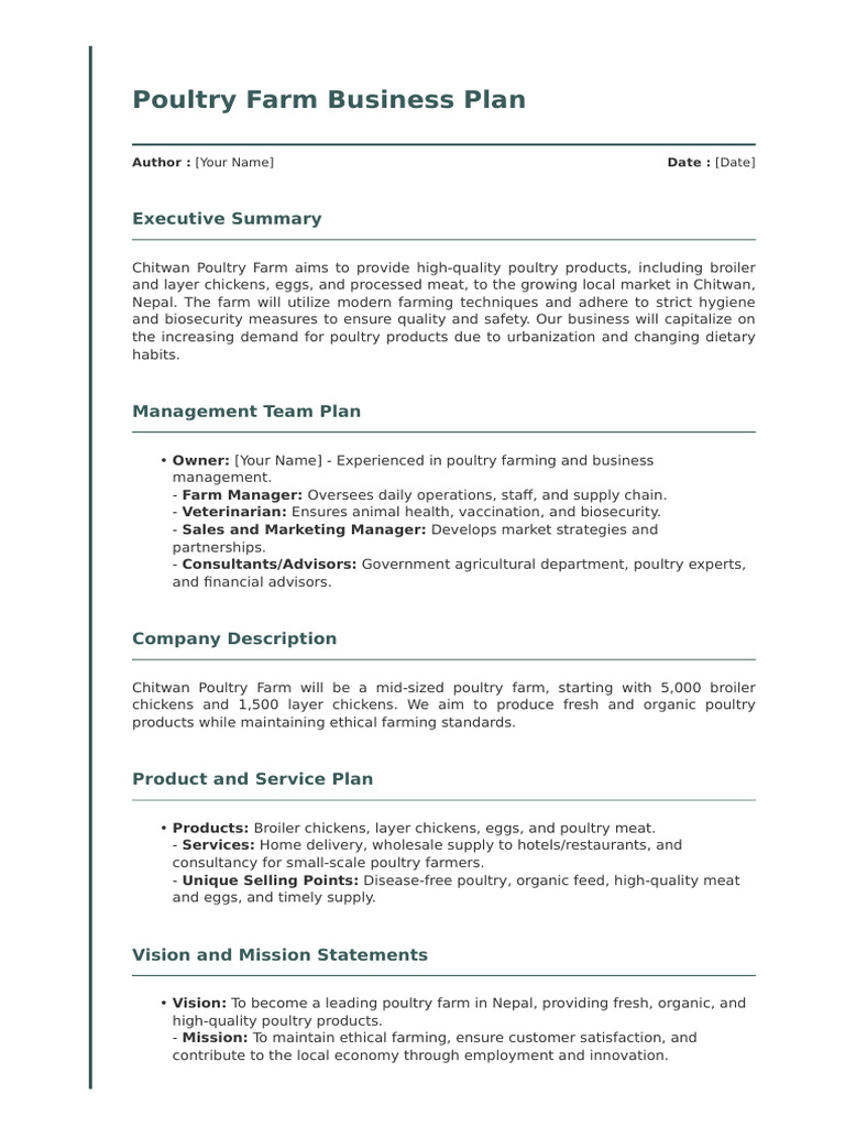 Chitwan Poultry Farm Business Plan | PDF | Poultry Farming | Poultry