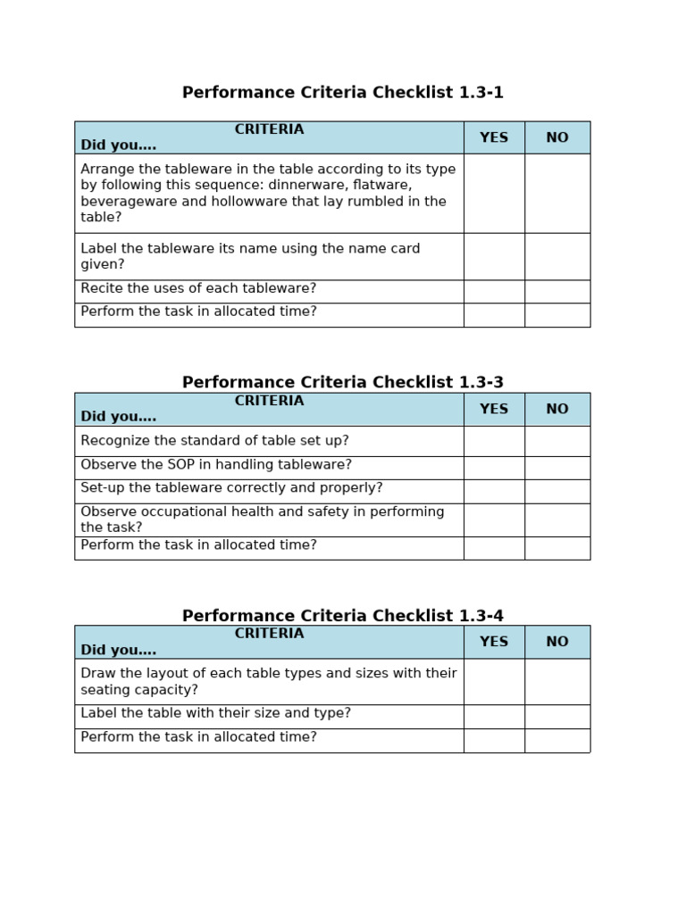 p16-Performance-Criteria-Checklist | PDF